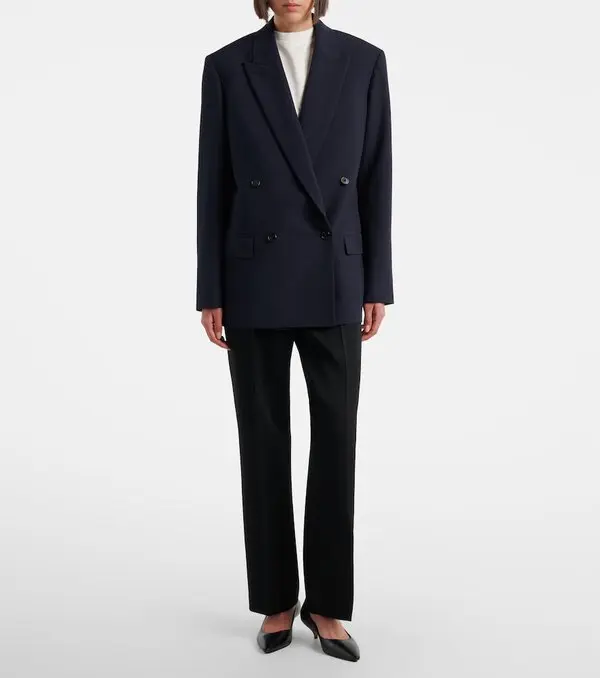 THE ROW Paden Double-breasted Virgin Wool Blazer - Blue