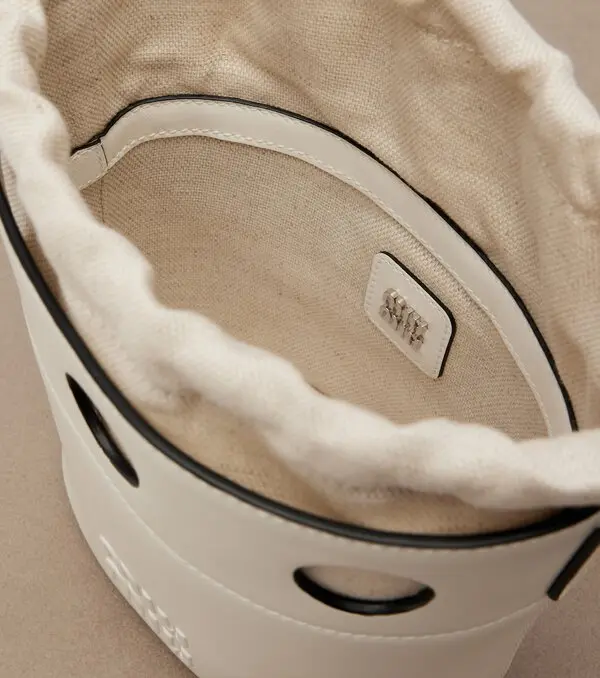 Miu Miu Leather Bucket Bag - White