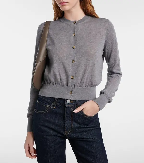 Khaite Tansy Cropped Wool And Cashmere Cardigan