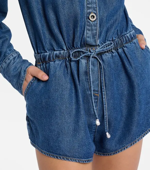 SELF-PORTRAIT Denim Utility Romper