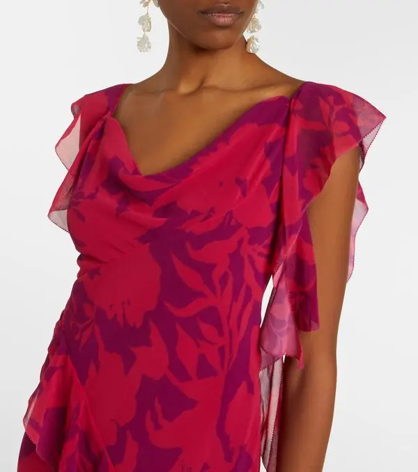 SELF-PORTRAIT Ruffled Floral Maxi Dress