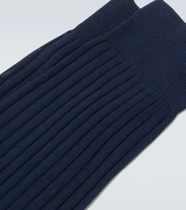 Brioni Ribbed Cotton Socks - Blue