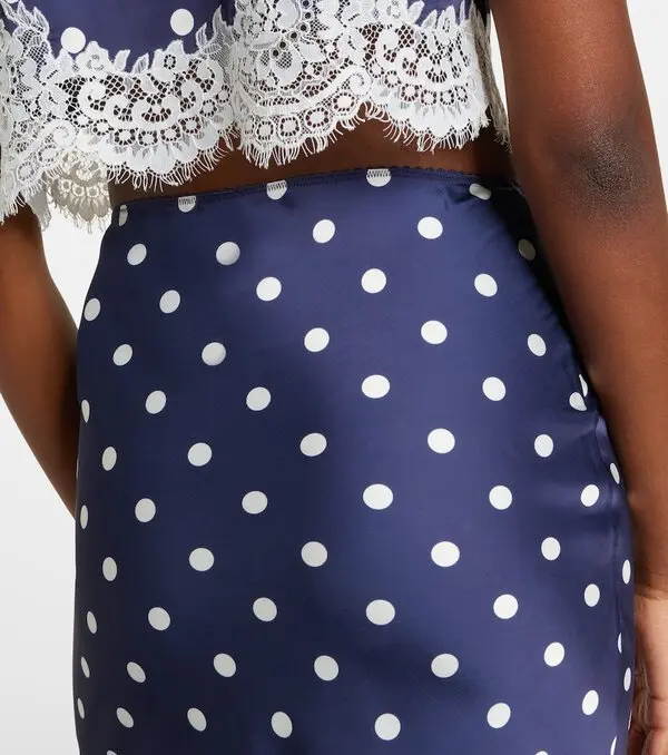 SELF-PORTRAIT Polka-dot Satin Midi Skirt
