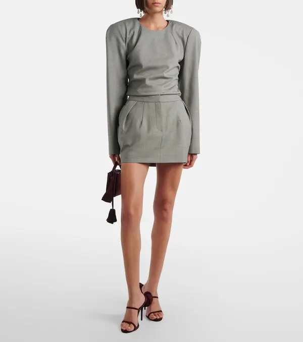 Magda Butrym Pleated Wool Miniskirt