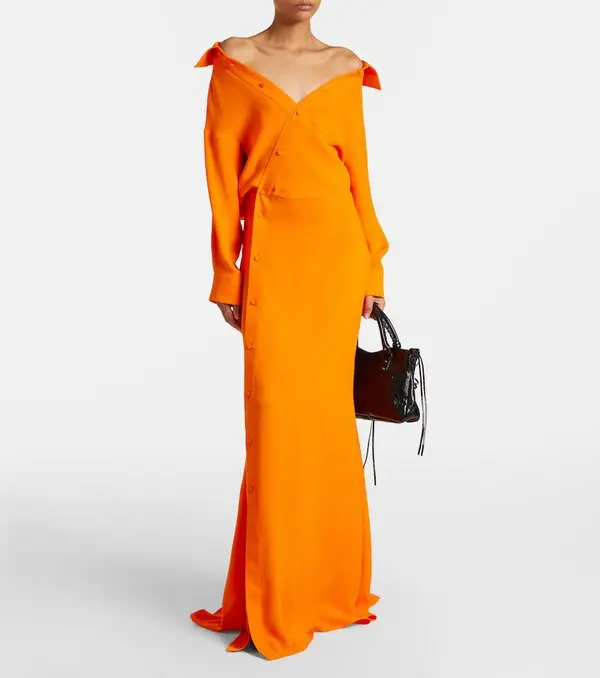 Balenciaga Off-shoulder Silk Gown