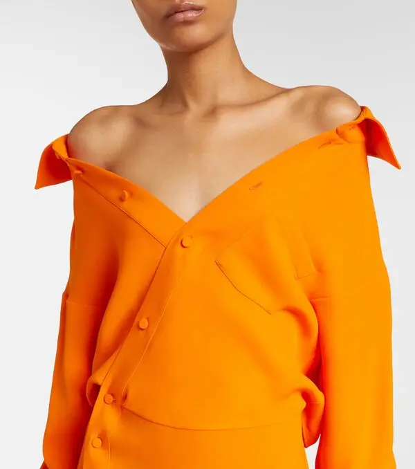 Balenciaga Off-shoulder Silk Gown