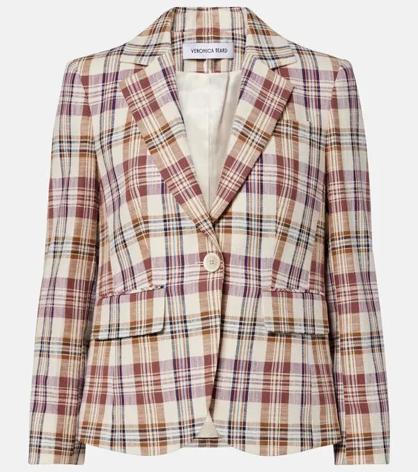Veronica Beard Tyra Plaid Cotton-blend Blazer - Purple