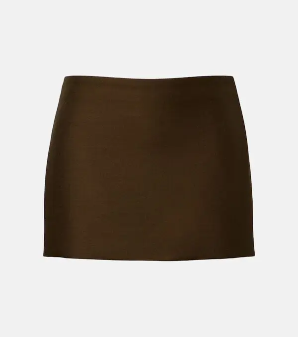Khaite Jett Wool And Silk Cady Miniskirt In Dark Olive - Brown