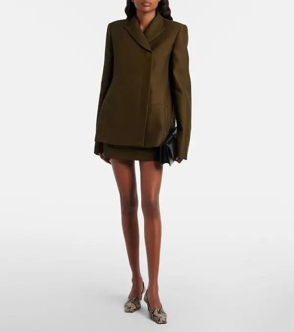 Khaite Jett Wool And Silk Cady Miniskirt In Dark Olive - Brown