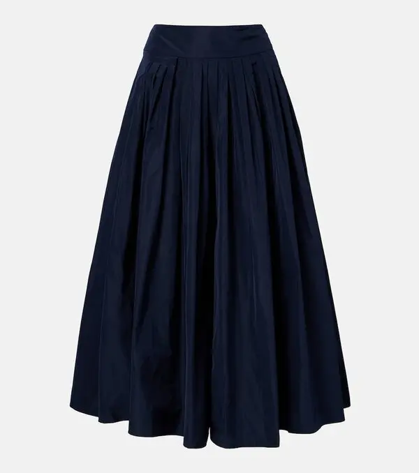 Max Mara Pleated Taffeta Maxi Skirt - Blue