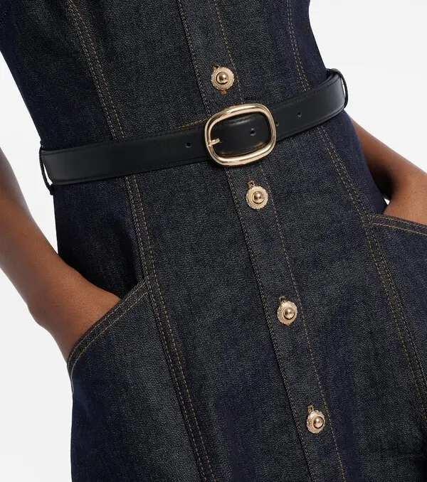 SELF-PORTRAIT Halterneck Denim Midi Dress