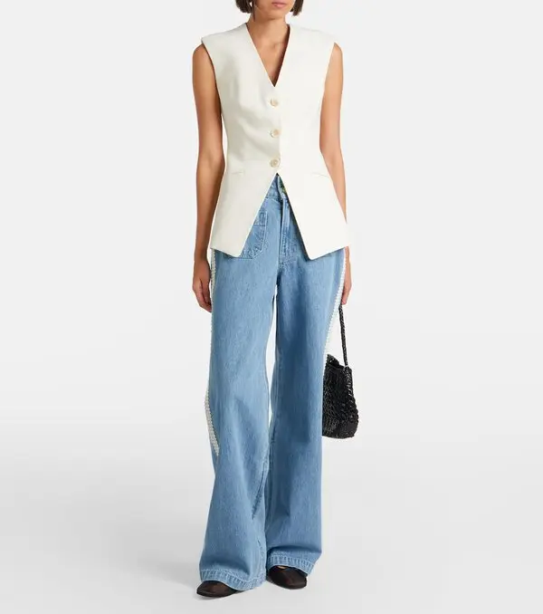 Veronica Beard Taylor High-rise Wide-leg Jeans