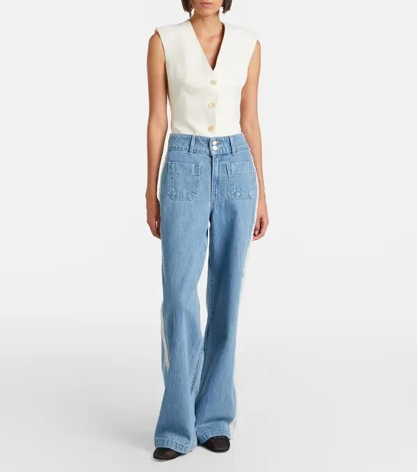 Veronica Beard Taylor High-rise Wide-leg Jeans
