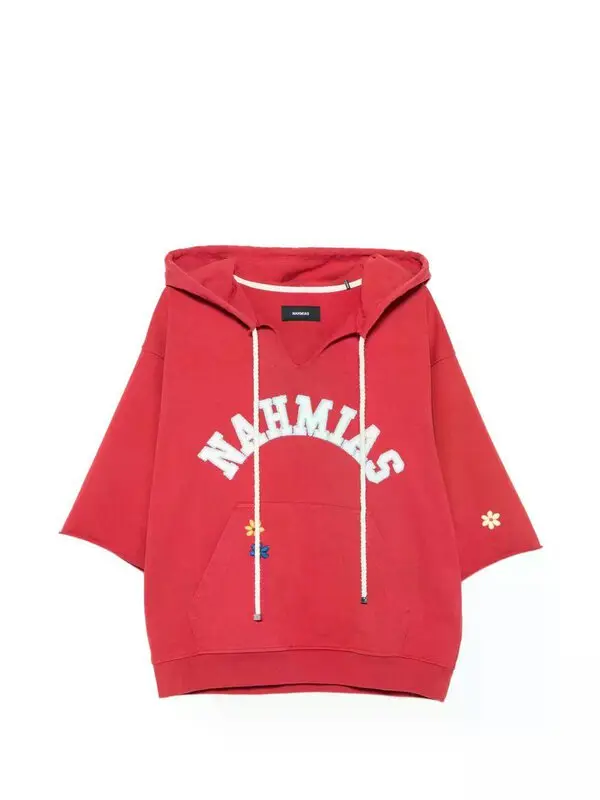 NAHMIAS Embroidered Floral Hoodie - Red