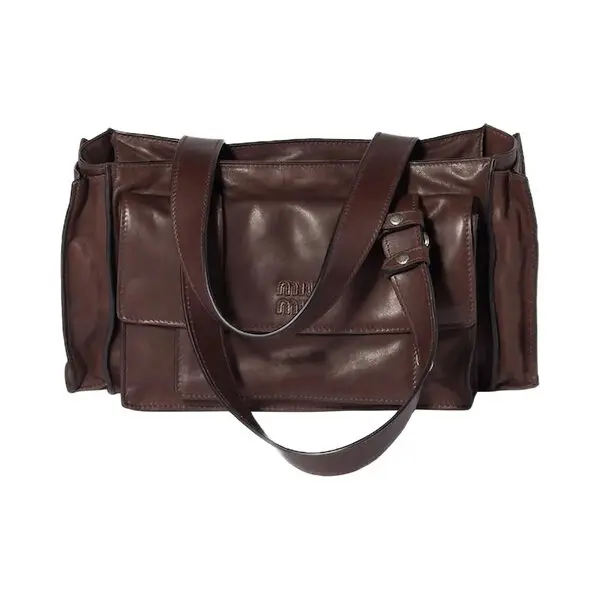 Miu Miu Utilitaire Nappa Leather Shopping Bag 'sienna