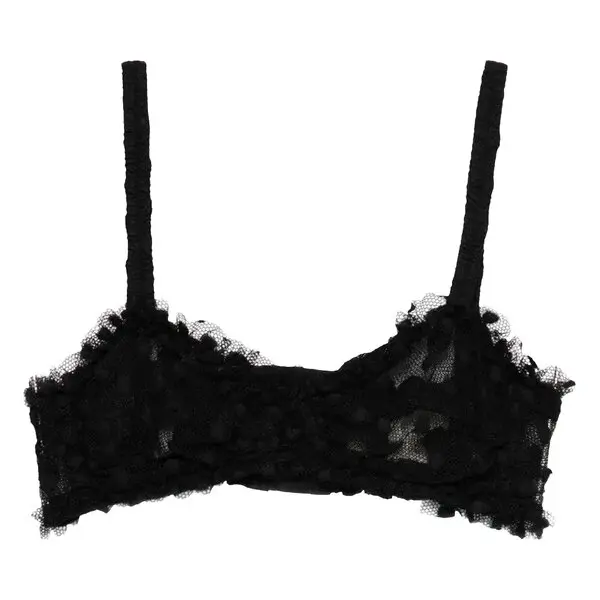 Dries Van Noten Small Polka Dot Mesh Top - Black