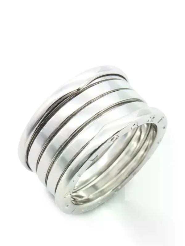 BVLGARI B.zero1 Four-band Ring In 18k White Gold And Leather - Silver