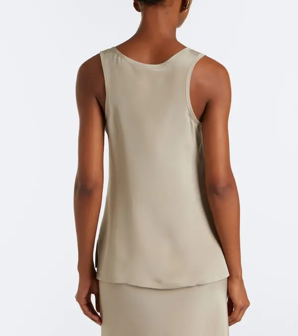 Max Mara Silk Crepe De Chine Tank Top - Beige