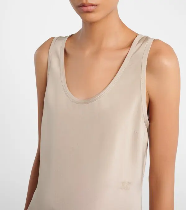 Max Mara Silk Crepe De Chine Tank Top - Beige