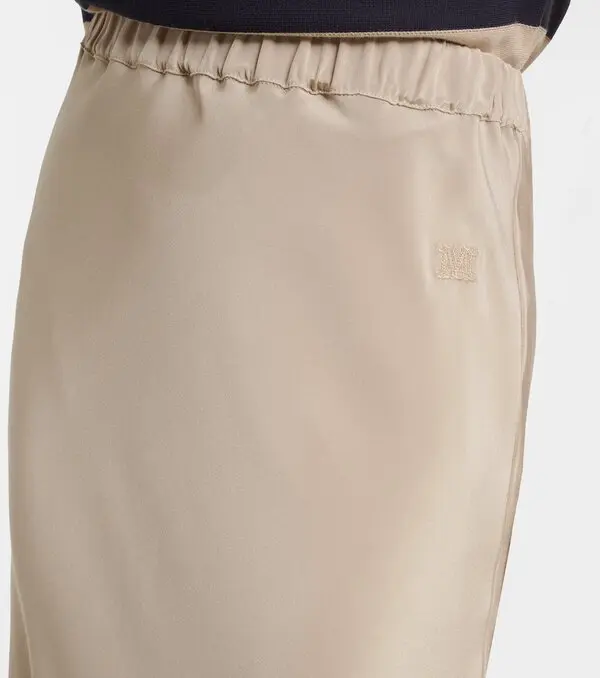 Max Mara Silk Satin Maxi Skirt - Beige