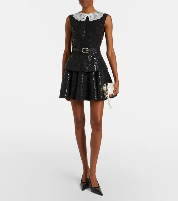 SELF-PORTRAIT Sequined Bouclé Mini Dress
