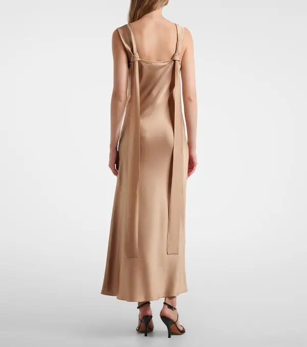 Max Mara Satin Maxi Dress - Brown
