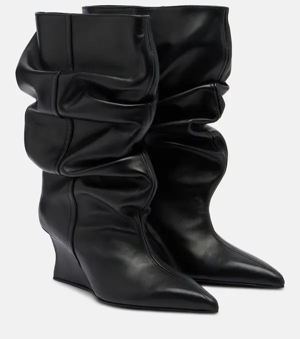 Balmain Leather Wedge Boots