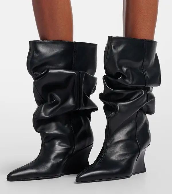 Balmain Leather Wedge Boots