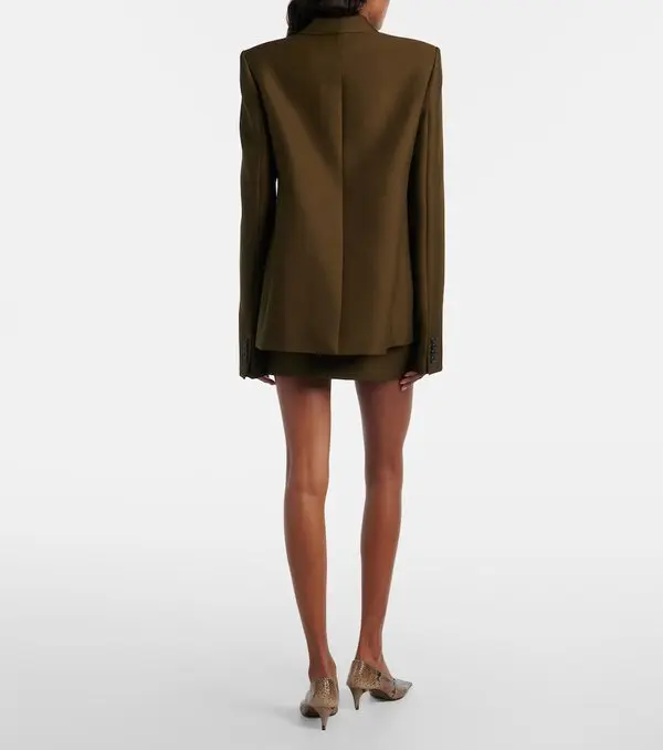 Khaite Jett Wool And Silk Cady Miniskirt In Dark Olive