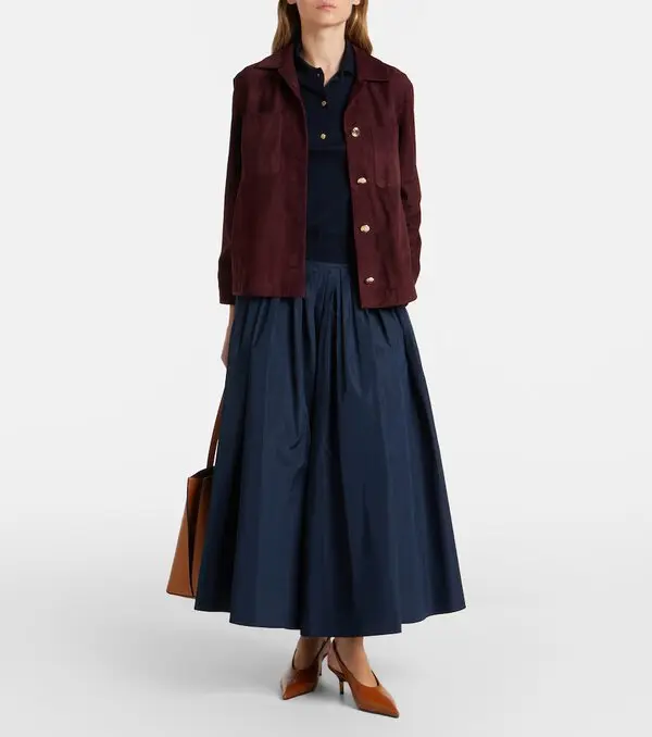 Max Mara Pleated Taffeta Maxi Skirt