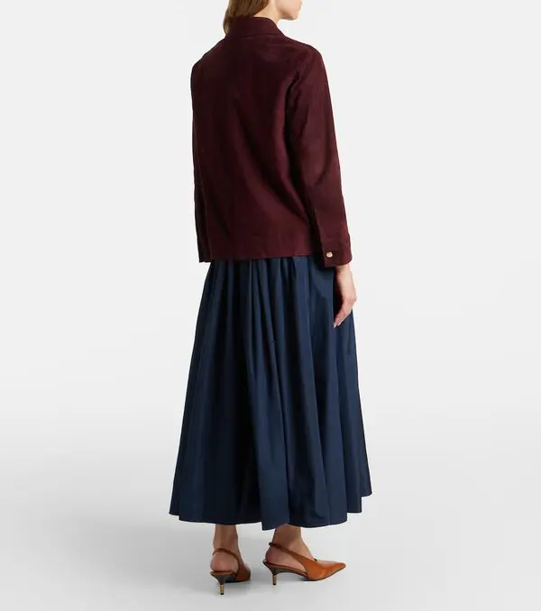 Max Mara Pleated Taffeta Maxi Skirt