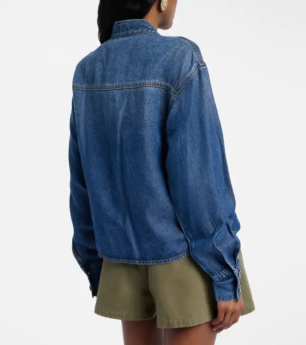 SELF-PORTRAIT Bow Detail Denim Shirt