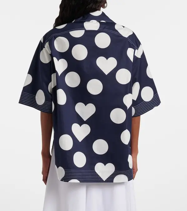 Jacquemus Marin Polka Dot And Heart Cotton Poplin Shirt - Blue