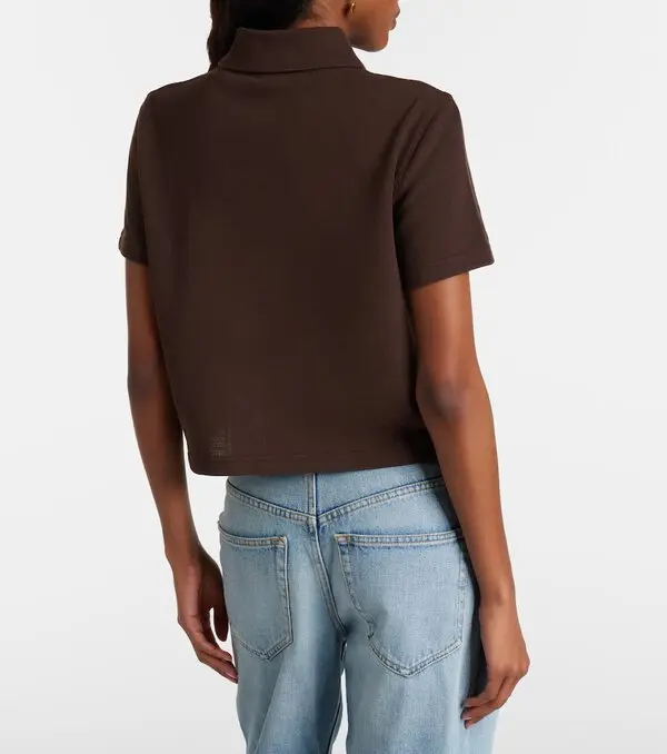 Saint Laurent Cassandre Cotton Piqué Polo Shirt - Brown
