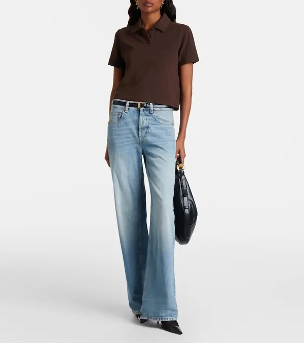 Saint Laurent Cassandre Cotton Piqué Polo Shirt - Brown