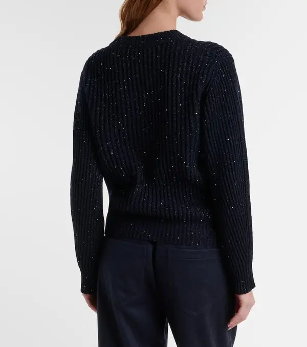 Brunello Cucinelli Sequined Cashmere And Wool-blend Crewneck Sweater