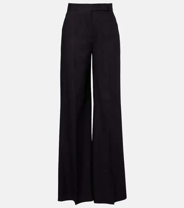 Max Mara Linen And Silk Twill Wide-leg Trousers