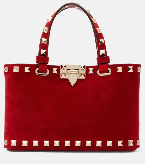 Valentino Garavani Rockstud Mini Suede Top-handle Bag - Red