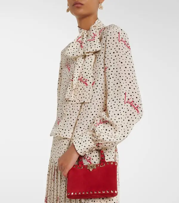 Valentino Garavani Rockstud Mini Suede Top-handle Bag - Red