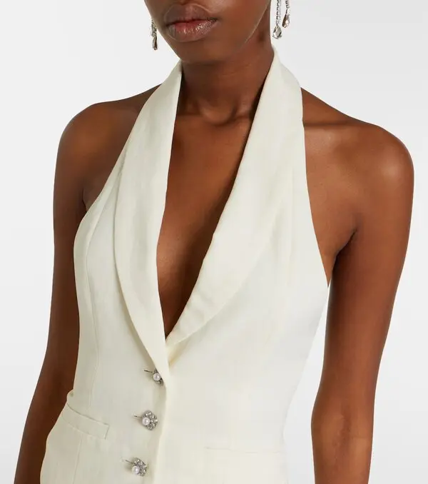 SELF-PORTRAIT Cream Satin Maxi Dress