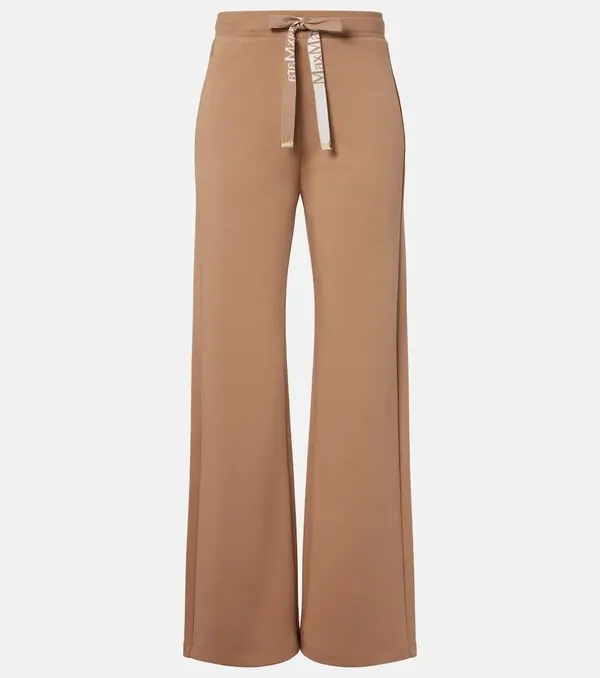 Max Mara Cotton-blend Jersey Wide-leg Sweatpants - Brown