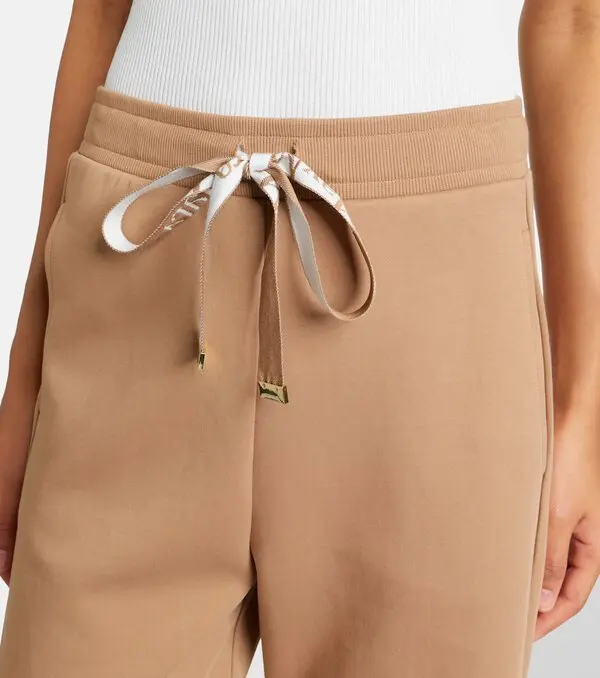 Max Mara Cotton-blend Jersey Wide-leg Sweatpants - Brown
