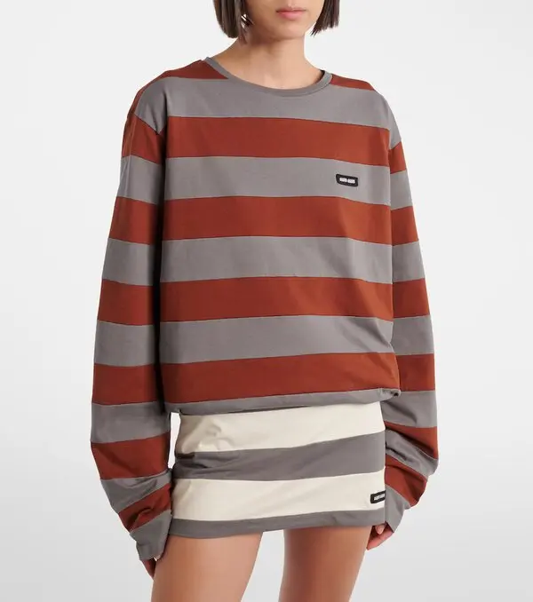 Miu Miu Striped Cotton Jersey T-shirt