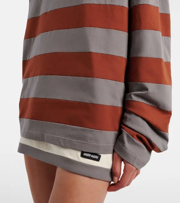 Miu Miu Striped Cotton Jersey T-shirt
