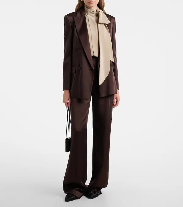 Max Mara Pleated Silk Crepe De Chine Top - Beige