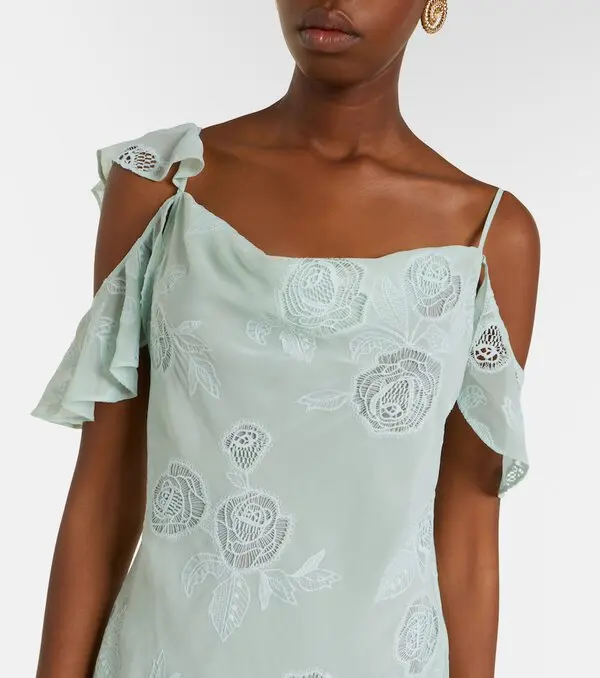 SELF-PORTRAIT Embroidered Georgette Maxi Dress