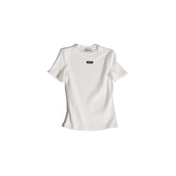Miu Miu Cotton T-shirt With Pointelle Lace Detail