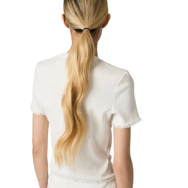 Miu Miu Cotton T-shirt With Pointelle Lace Detail