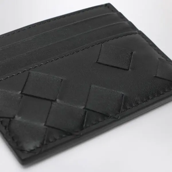 Bottega Veneta Card Holder In Intrecciato - Black