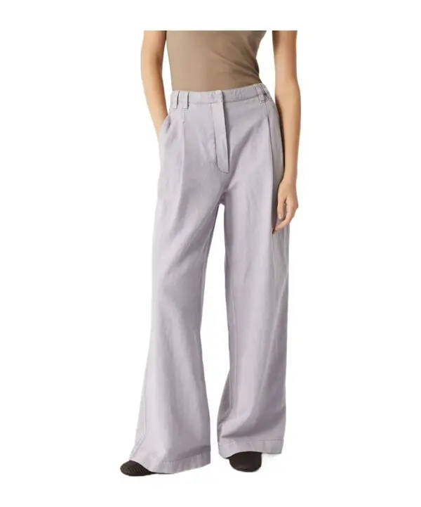 Brunello Cucinelli Wide Smart Pleat Detailed Trousers - Lavender